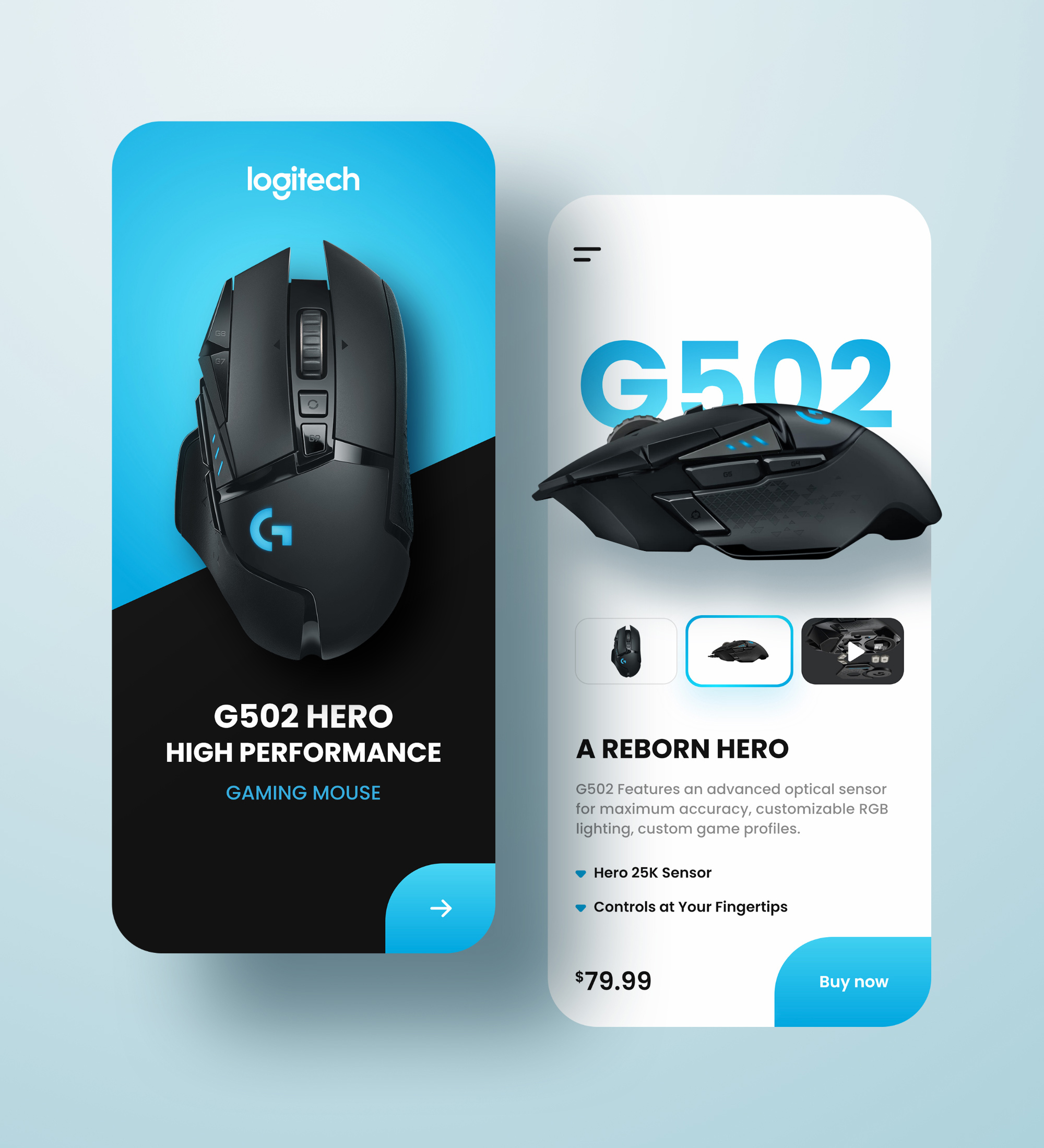 Logitech online shop mobile app UI | Sinthai Studio